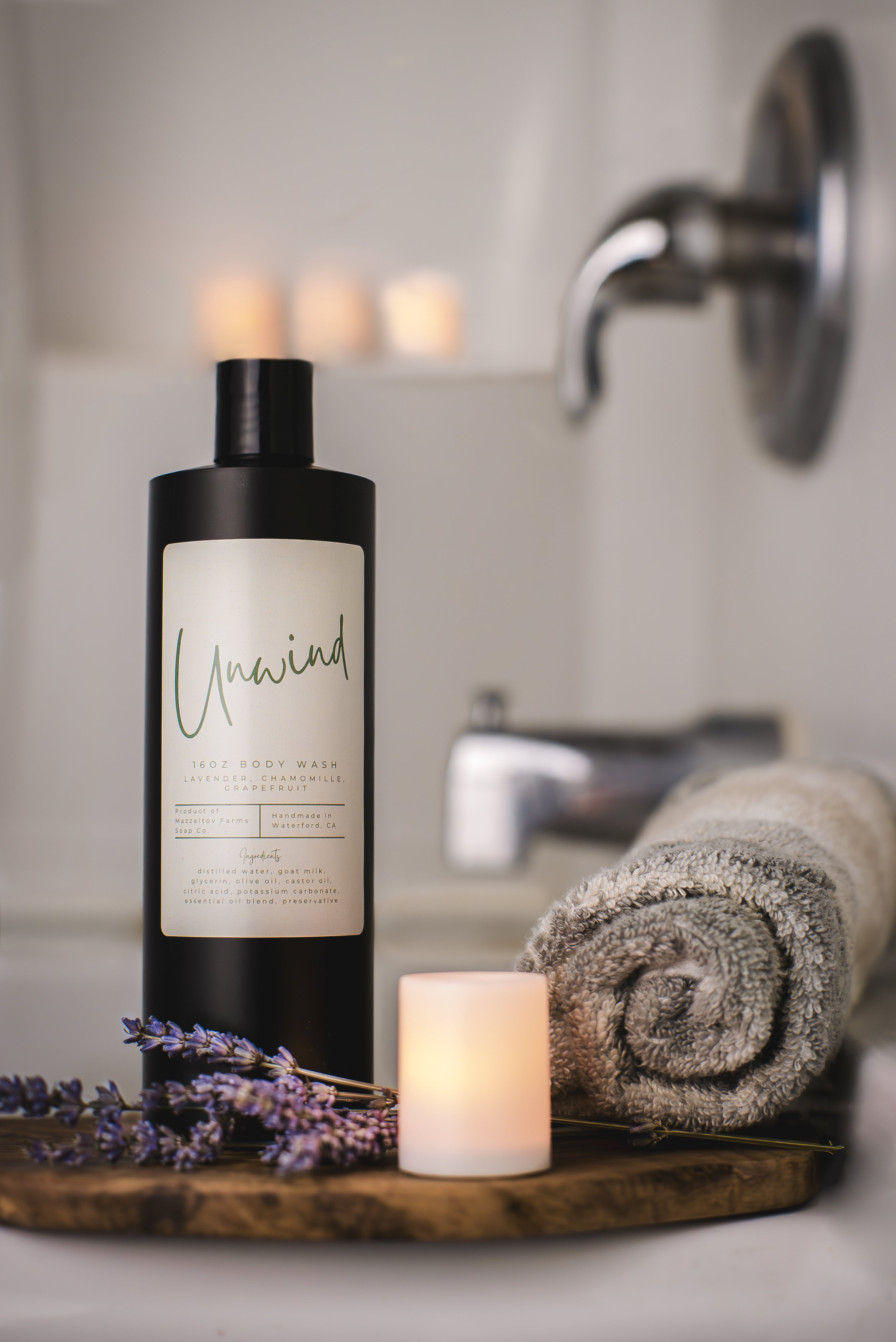 Unwind - 16oz Goat Milk Body Wash – Mazzeltov Farms Soap